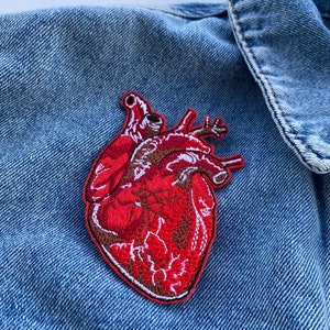 Anatomical Heart Iron on Patch, Sew on Floral Human Heart Applique, Nurse Badge Holder Patch ...