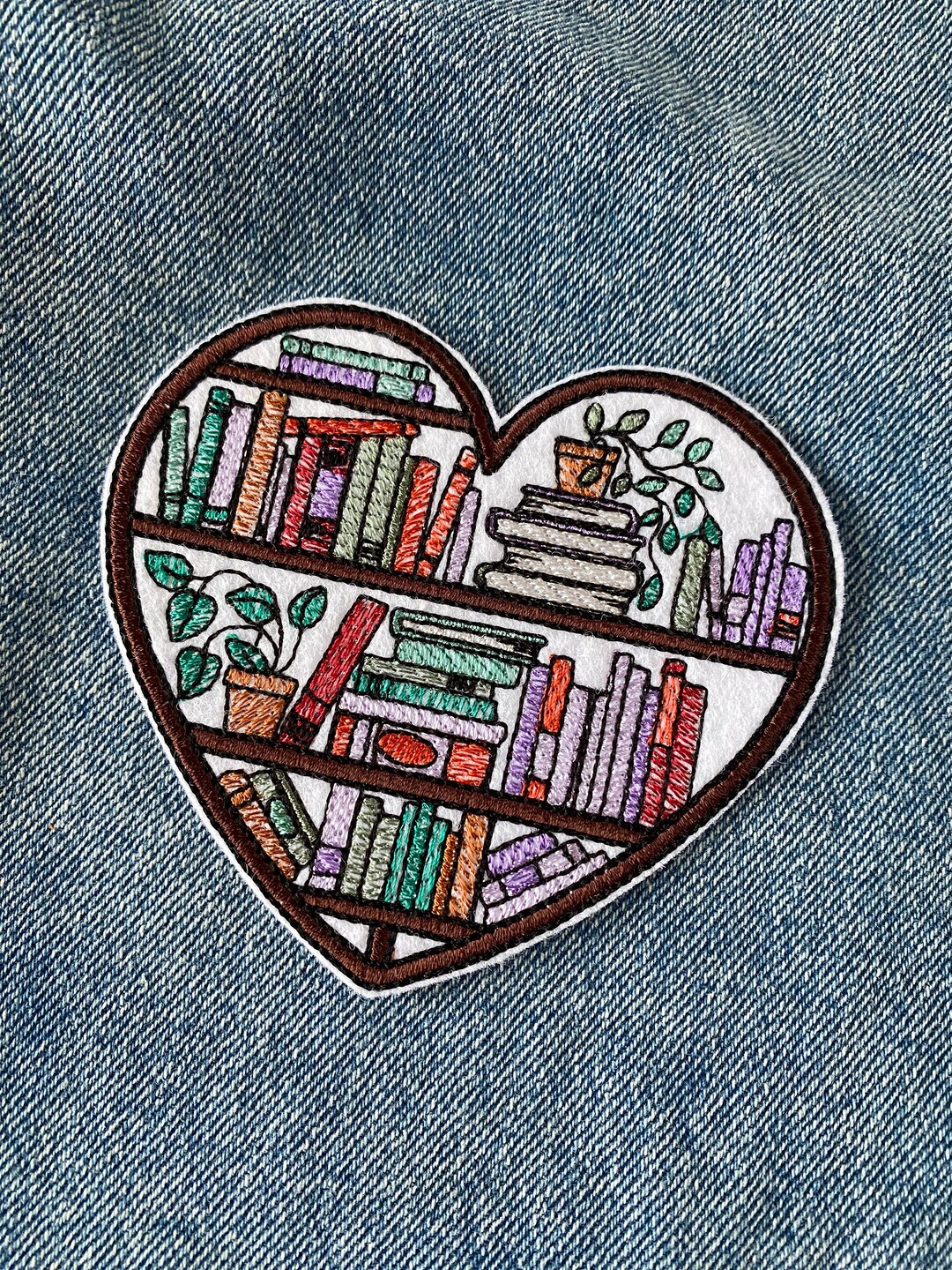 Books Iron on Patch, I Love Books Applique, Floral Book Badge, Back to ...