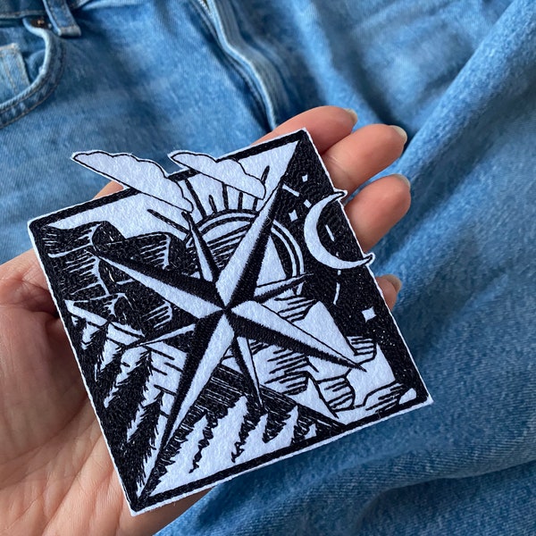 Black and White Mountain Patch - Etsy