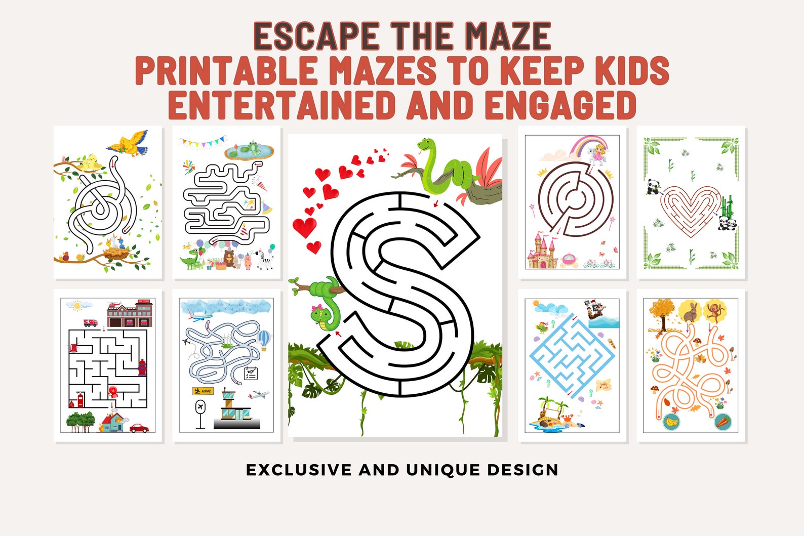 Escape the Maze With Unique Printable Mazes to Keep Kids - Etsy