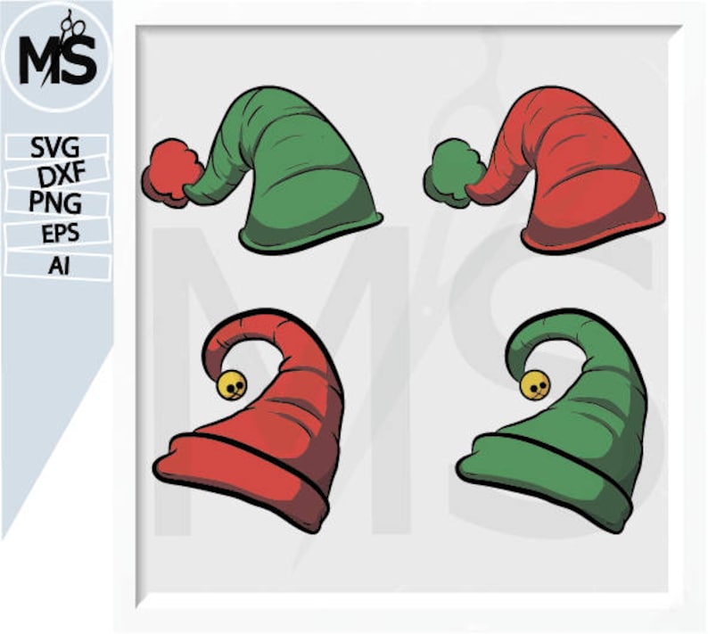 Christmas elf svg elf hat Silhouettes elf cut file Vector | Etsy