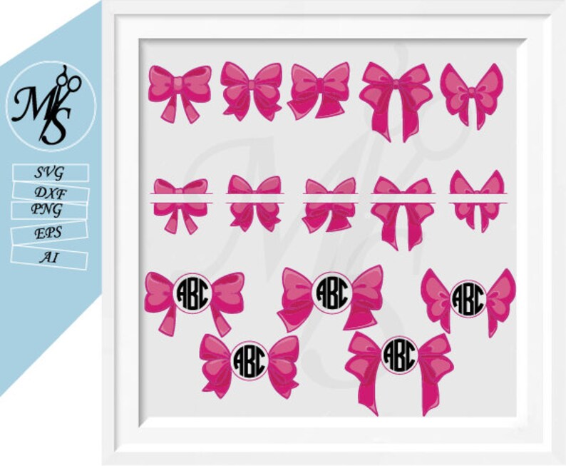 Bow SVG Bow Monogram Svg Monogram Frame Svg Silhouette Cut | Etsy
