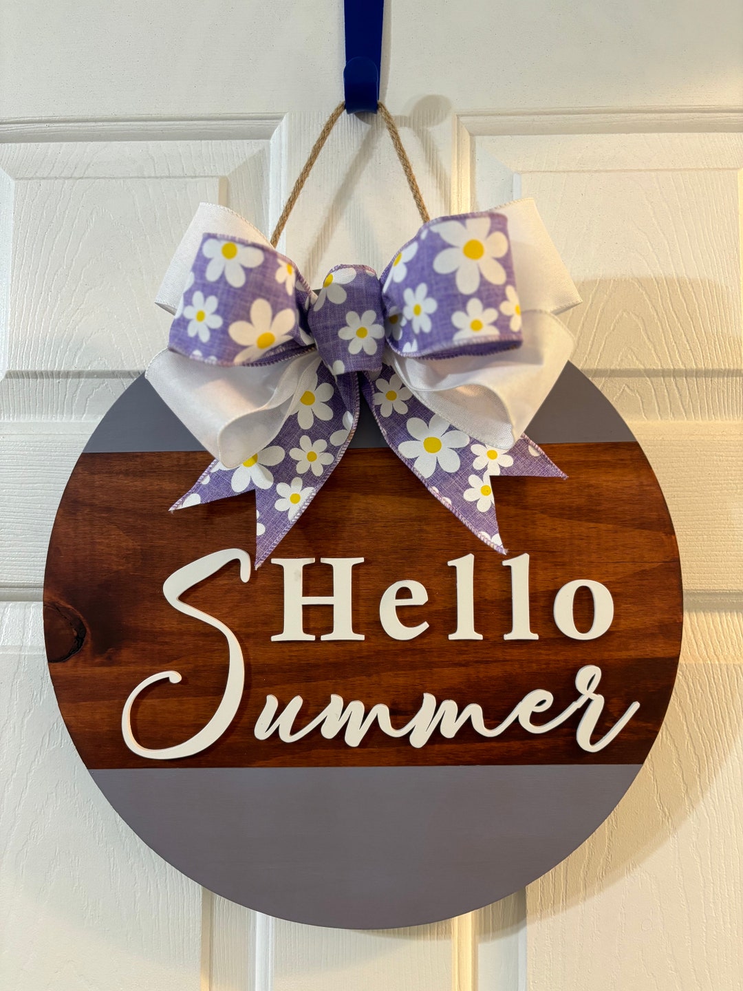 Hello Summer Door Hanger, Lavender Floral Bow, Front Door Decor - Etsy
