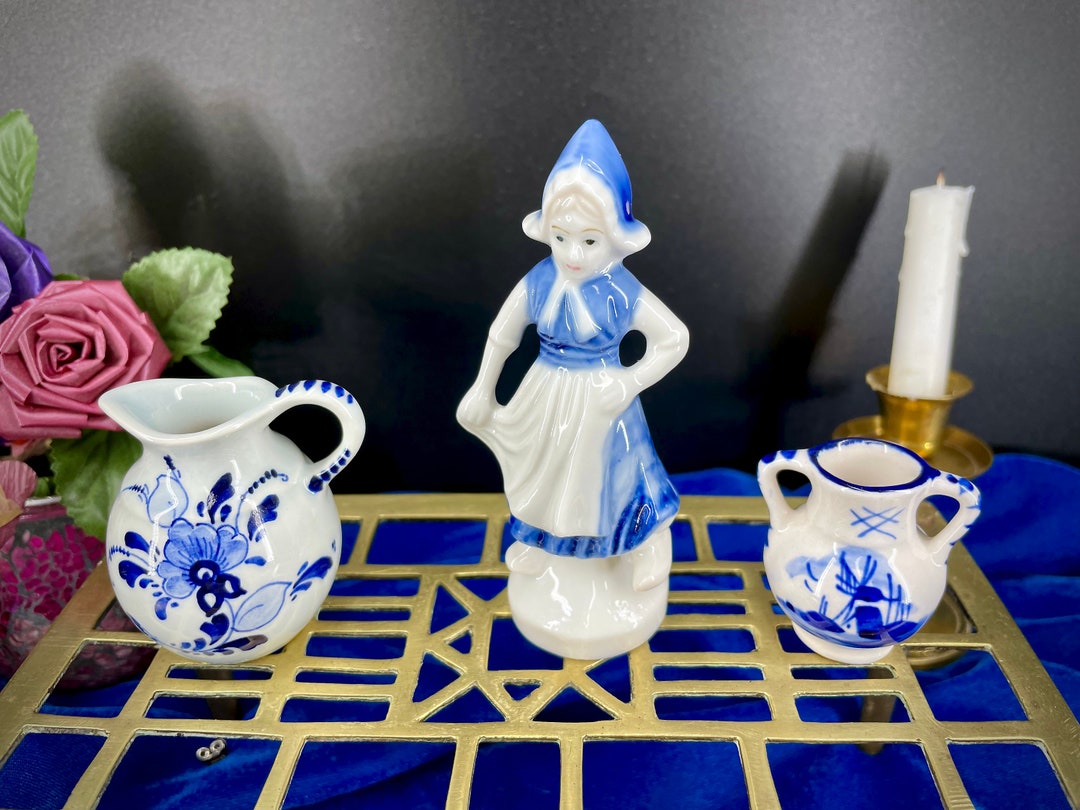 Delftware Delft Blue Miniatures Bundle, Pitcher, Urn, Figurine - Etsy