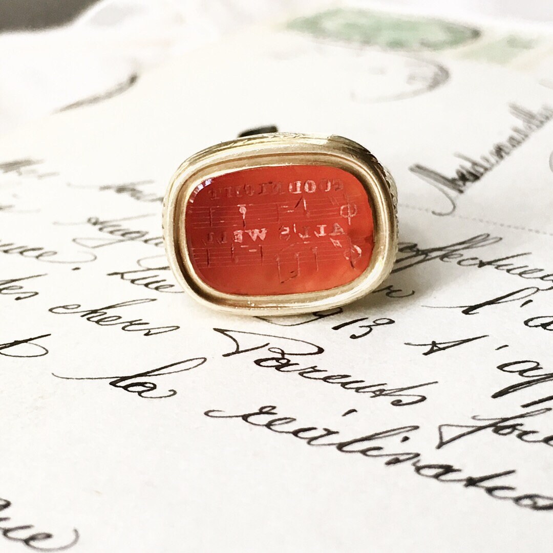 Music Score Fob Seal, “good Night, All’s Well”. Antique Military Navy ...