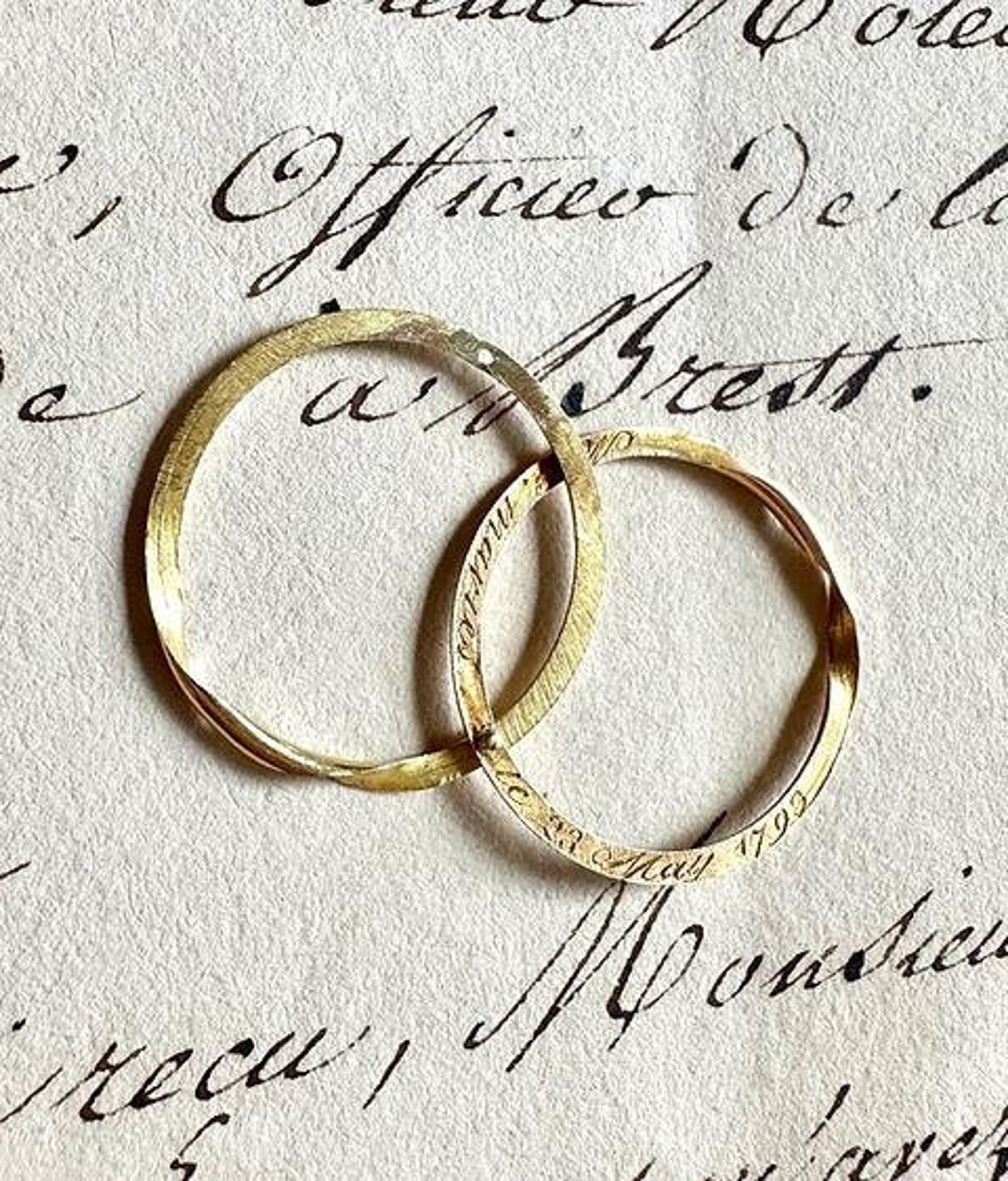 1700s Gimmel Ring. Rare French Wedding Band 18k Gold Puzzle 18th ...