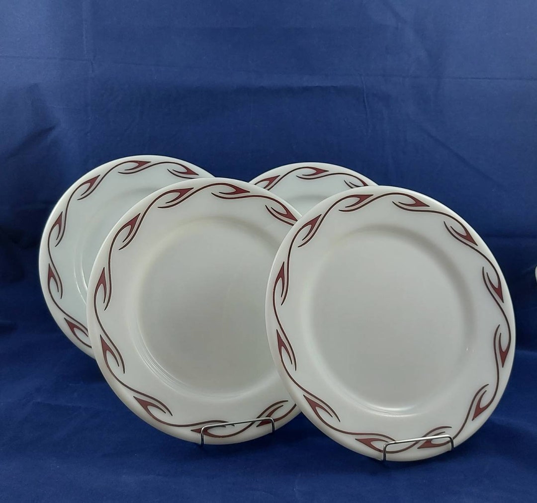 Corning Ruby Scroll Dinner Plates/vintage Pyrex Compatible Ruby Scroll ...
