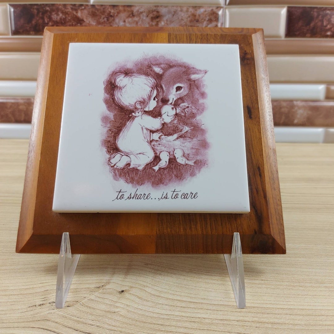 Brownie Innocents Tile/vintage Wood and Ceramic Wall Hanging/vintage ...