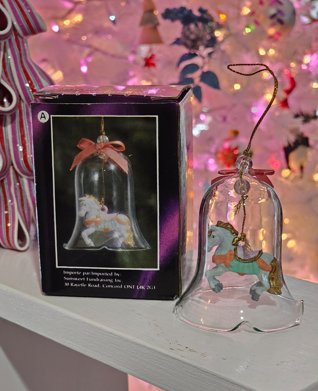Vintage Carrousel Bell Hand Painted Horse Ornament/vintage Crystal Bell ...