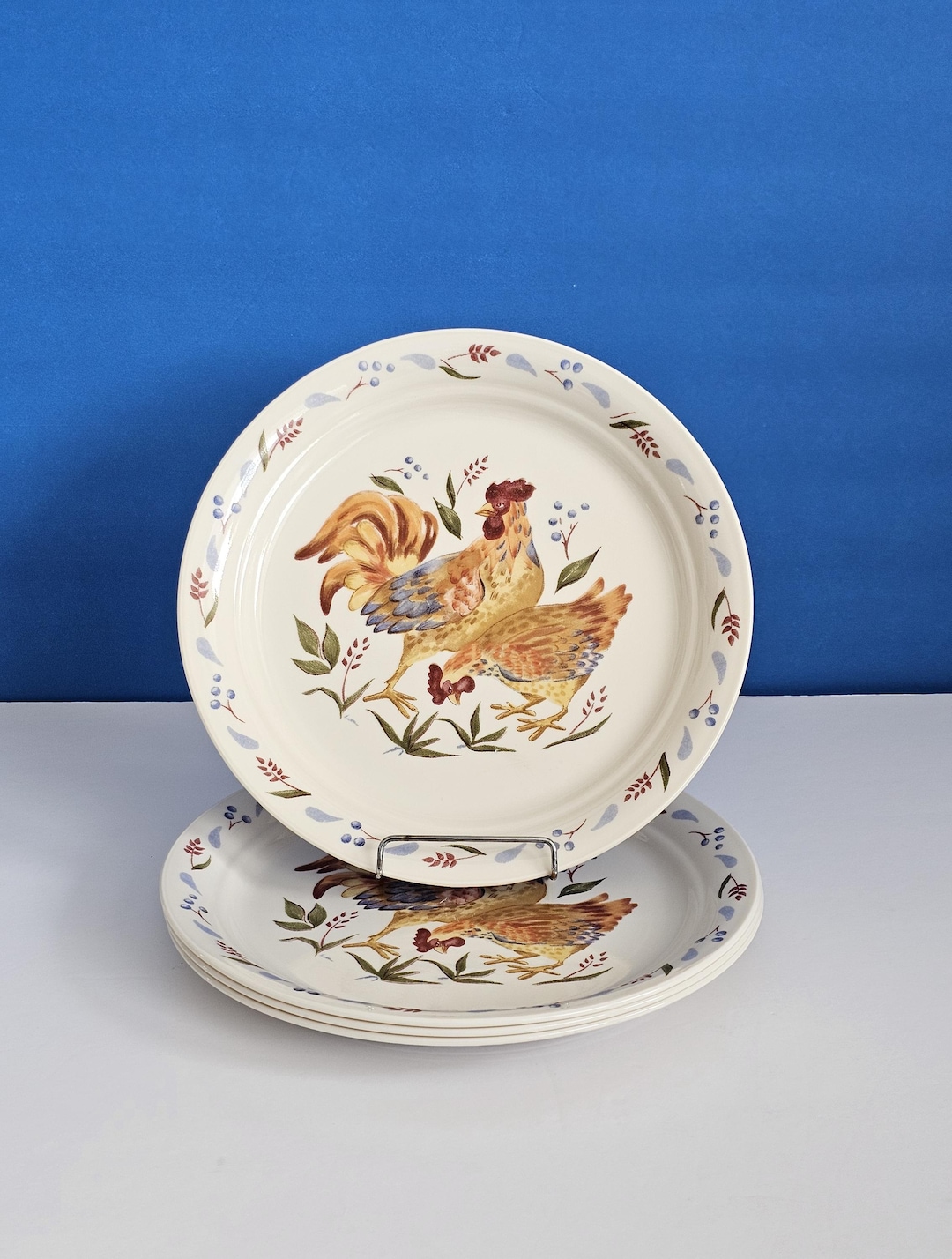 Corelle Rooster Bread Dessert Plates/corelle Country Morning Lunch ...