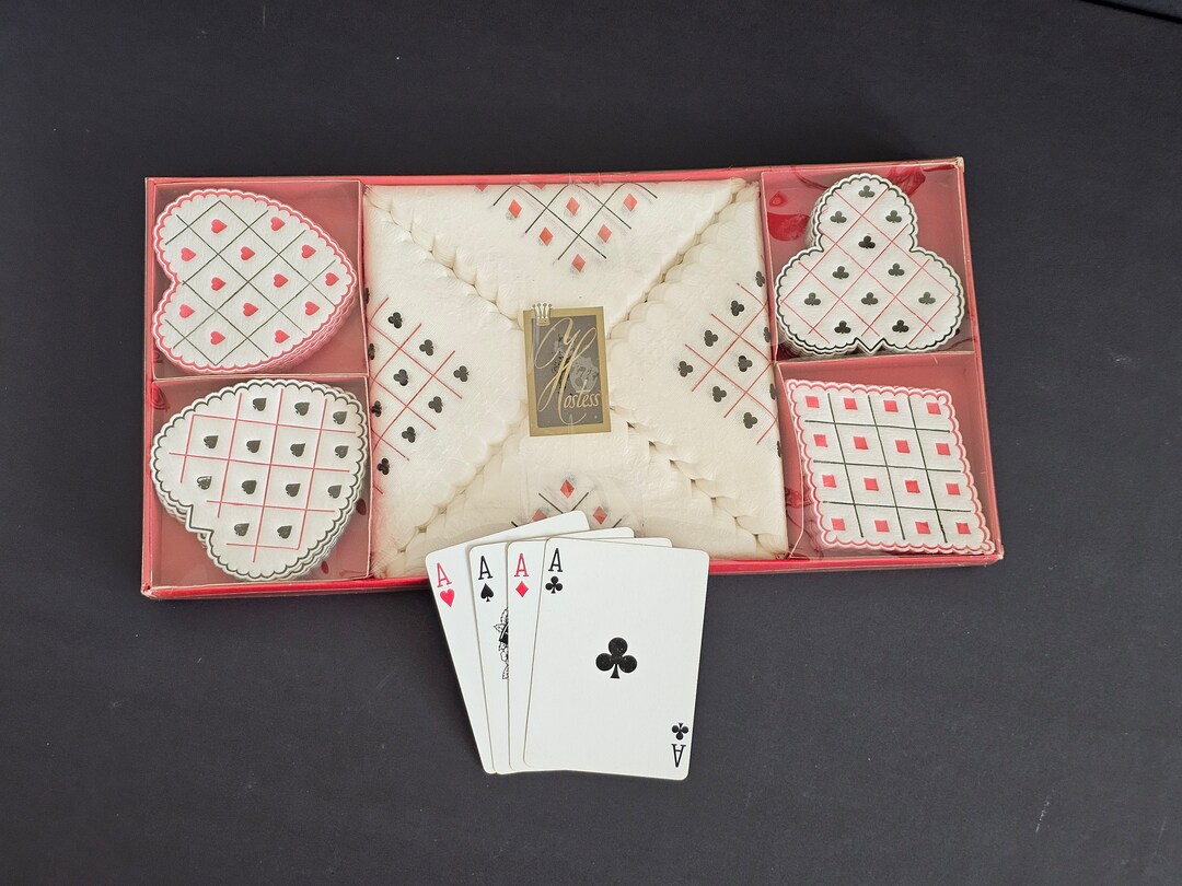 Vintage Card Playing Cocktail Napkins and Coasters/vintage Freund Mayer ...