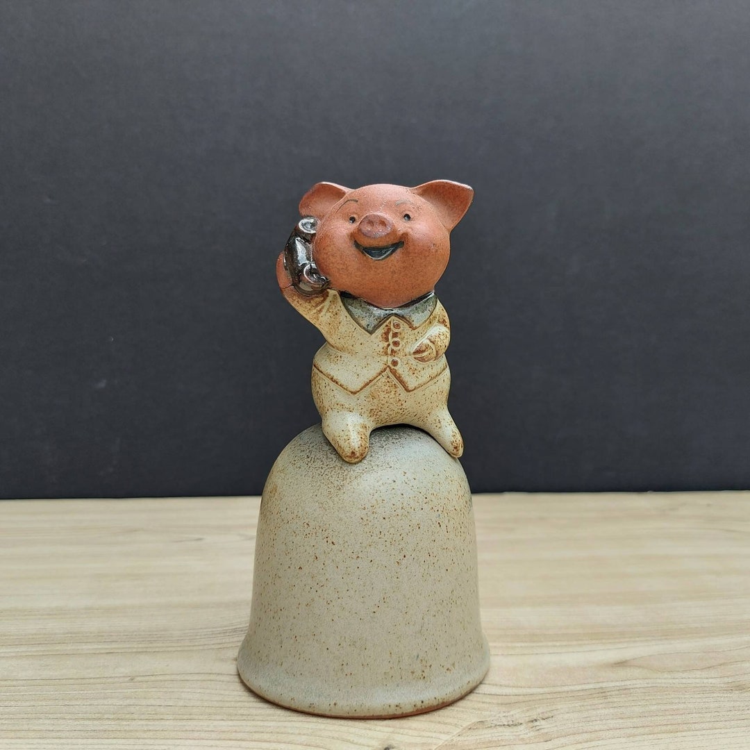 UCTCI Stoneware Pig Bell/vintage Dinner Drink Bell/ Vintage Pig Home ...