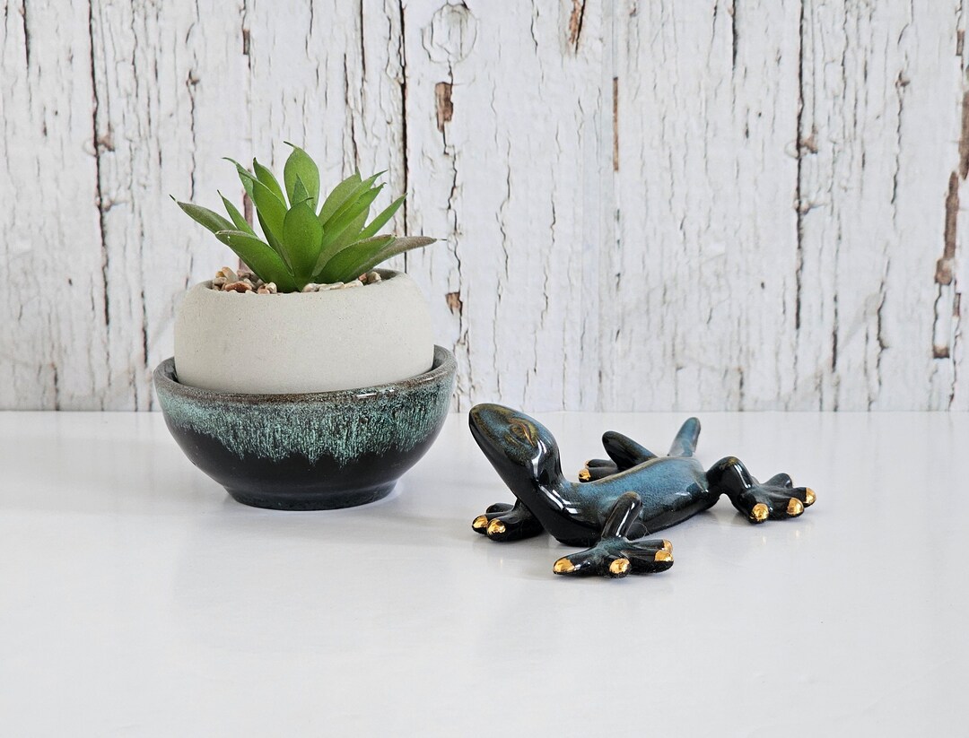 Ceramic Gecko Blue Figurine Golden Pond Collection - Etsy