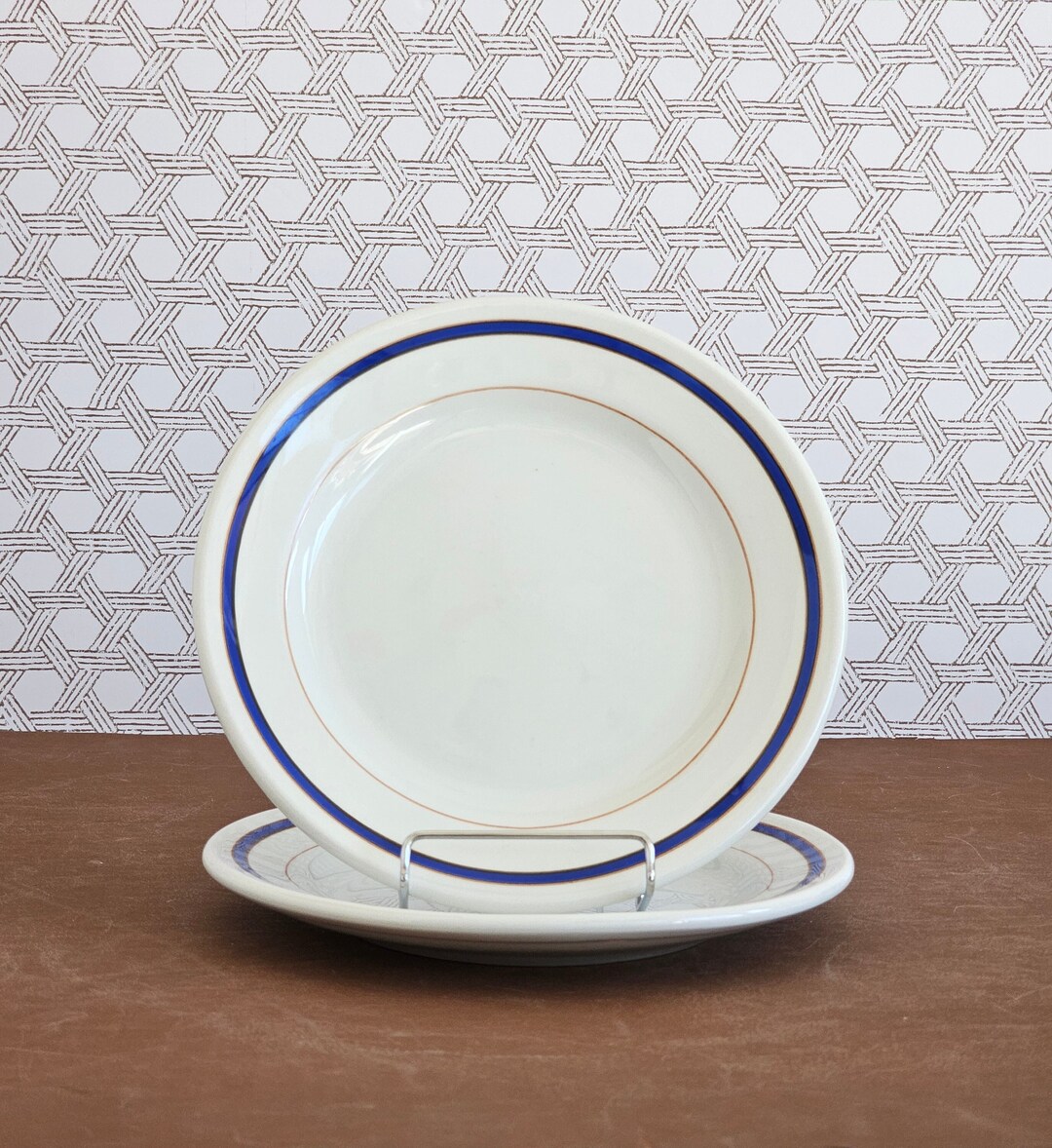 Vintage Grindley Hotel Ware Set of 2 Side Plates Blue and Brown Trim ...