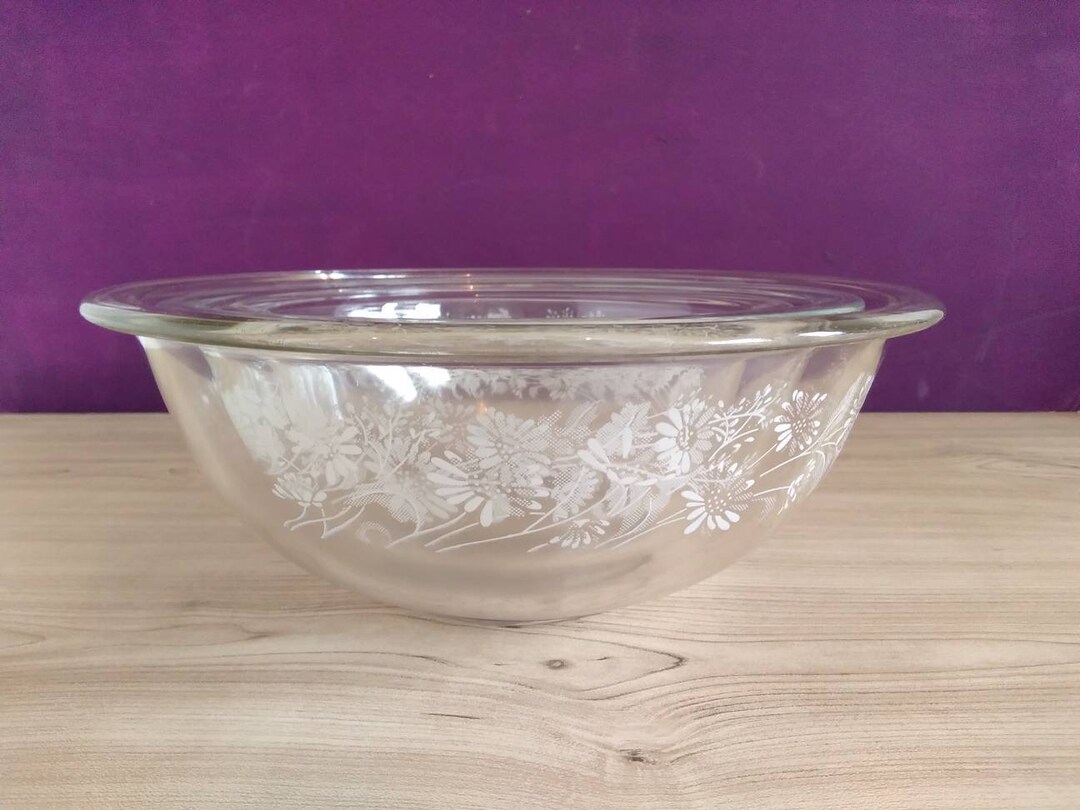 Pyrex Colonial Mist Mixing Serving Bowl Set/vintage Clear Pyrex White ...