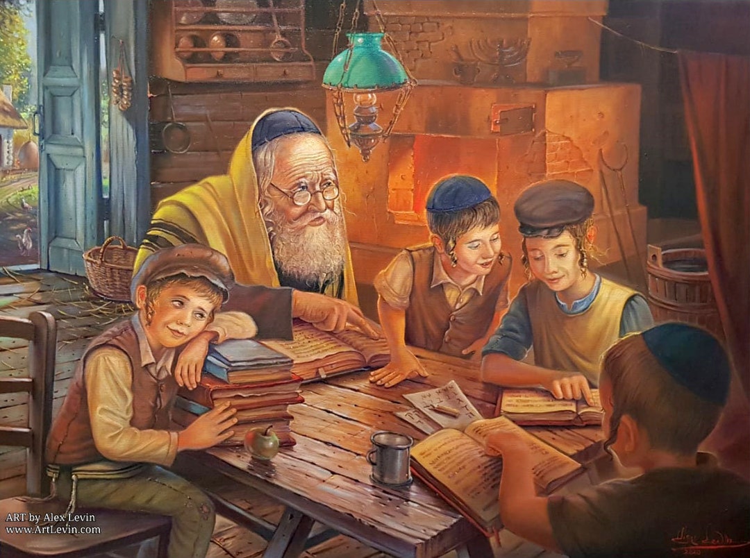 Jewish Life Painting: Shtetl Cheder Scene, Israel Art Print - Etsy