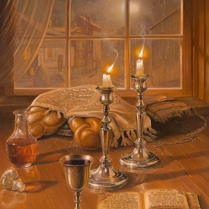 Shabbat Candle Painting: Jewish Still Life Wall Art by Alex Levin - Etsy
