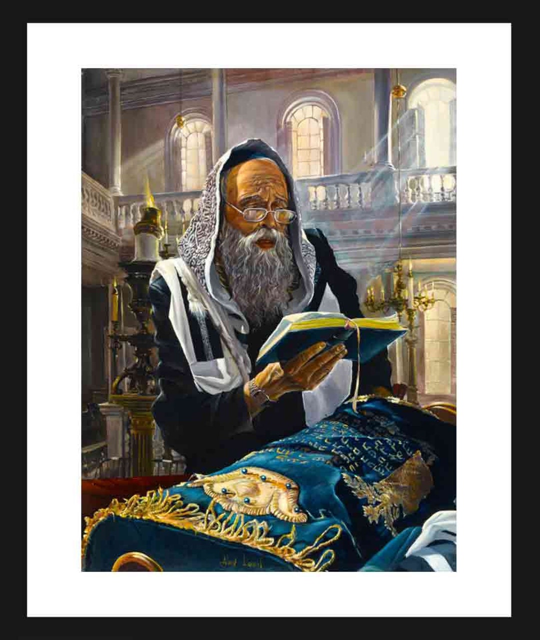 Praying With Torah, Fine Art on Paper 22"x30", Framed and Protected ...