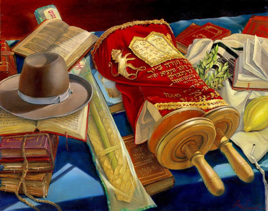 Jewish Art Print: Still Life With Hat and Torah - Canvas, Metal ...