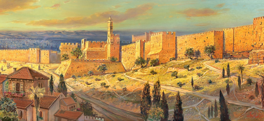 Jerusalem Walls and Tower of David Original Painting That Comes in ...
