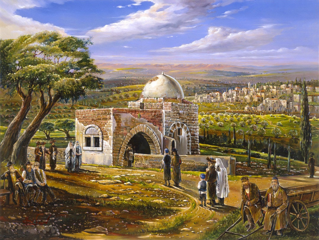 Rachel's Tomb in Hebron (kever Rachel). Jewish Painting Judaica Fine ...