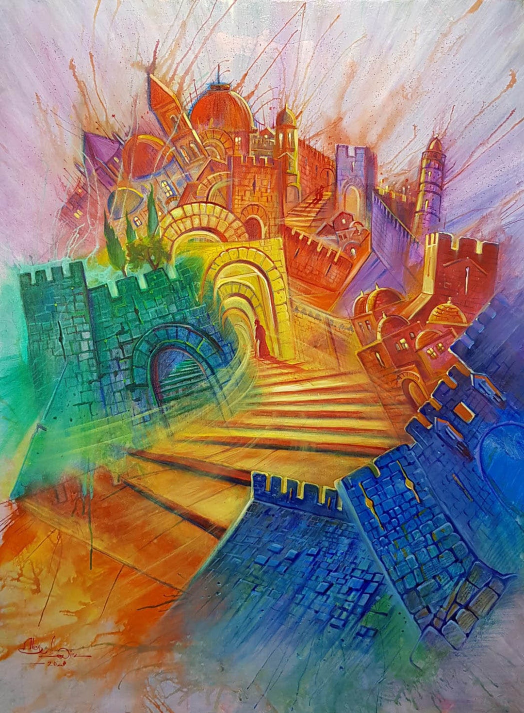 Streets in the Old Jerusalem Modern Abstract Contemporary Jewish ...