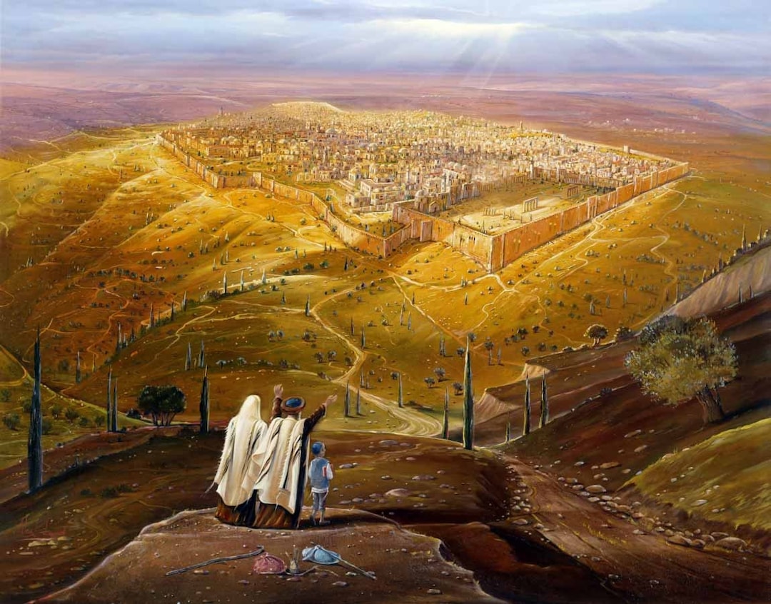 Way to the Holy City of Jerusalem, Painting Comes in Print on Canvas ...