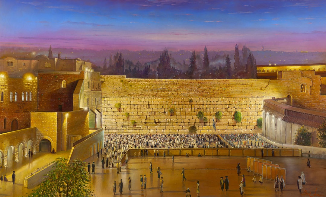 Original Jewish Art Print Kotel at Night in Jerusalem Wall Art Print ...