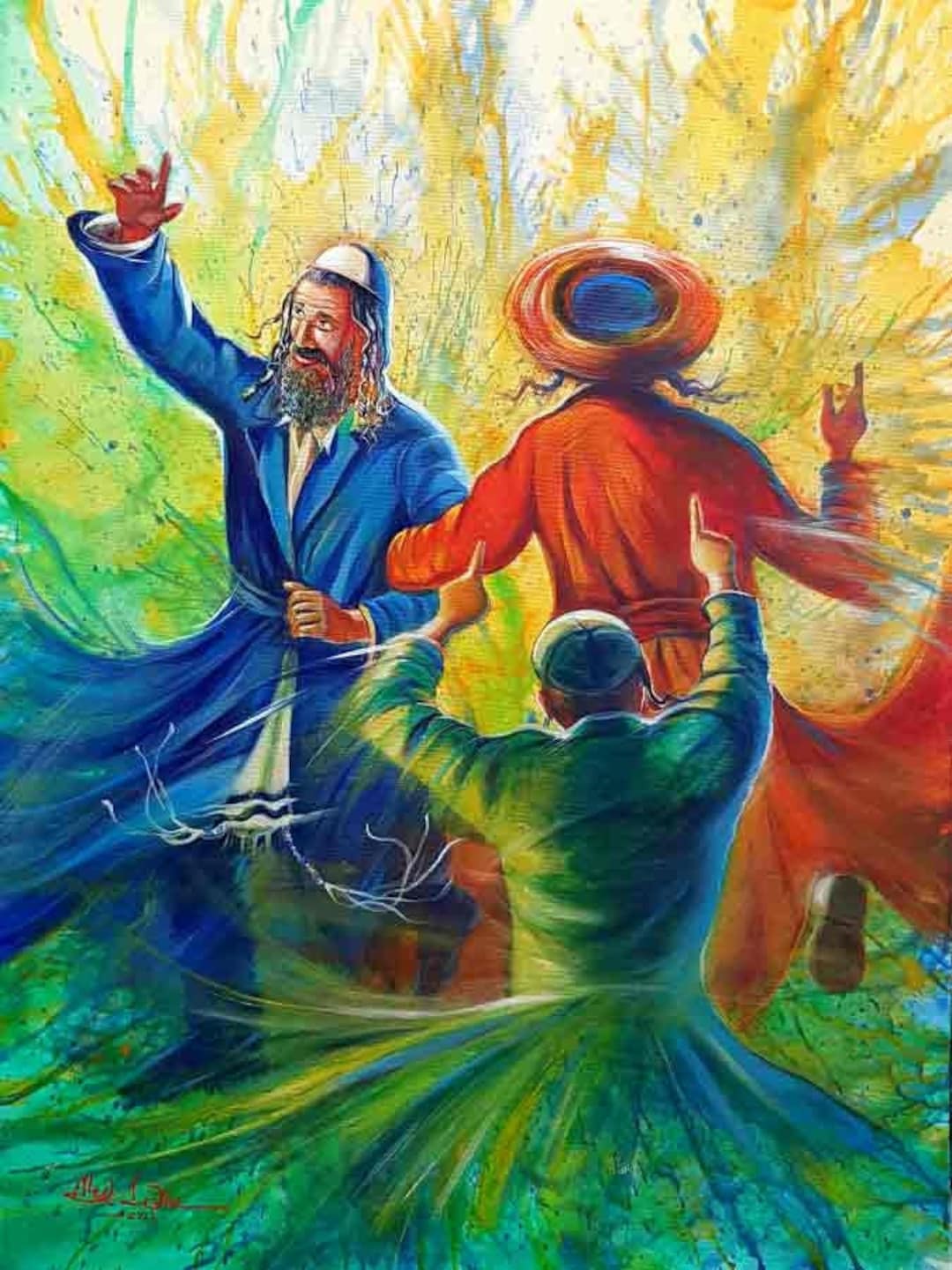 Modern Hasidic Dance Art - Abstract Judaica Wall Print - Etsy