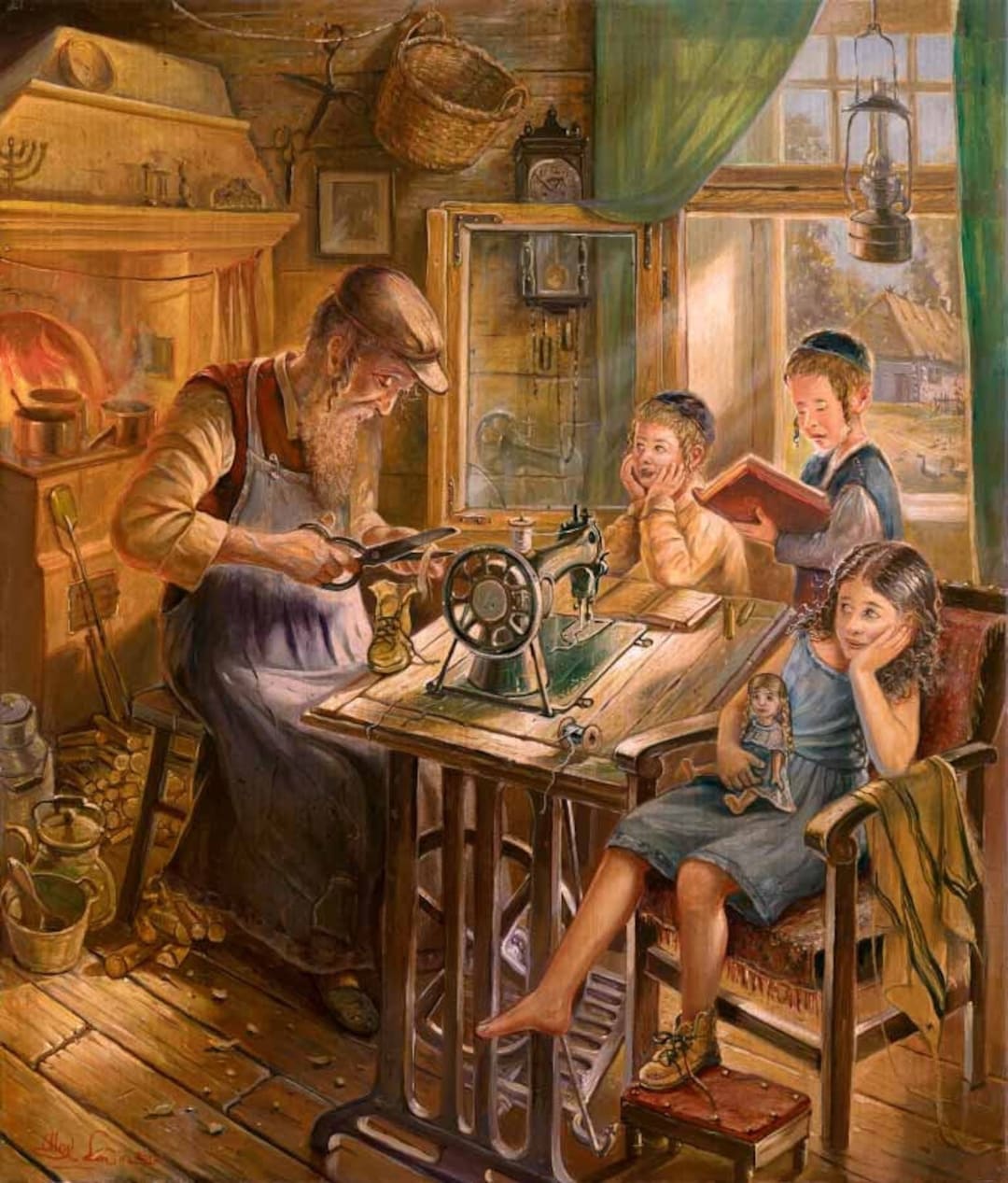 Jewish Shoemaker in Shtetl. Jewish Painting Judaica Fine Art, Giclée on ...