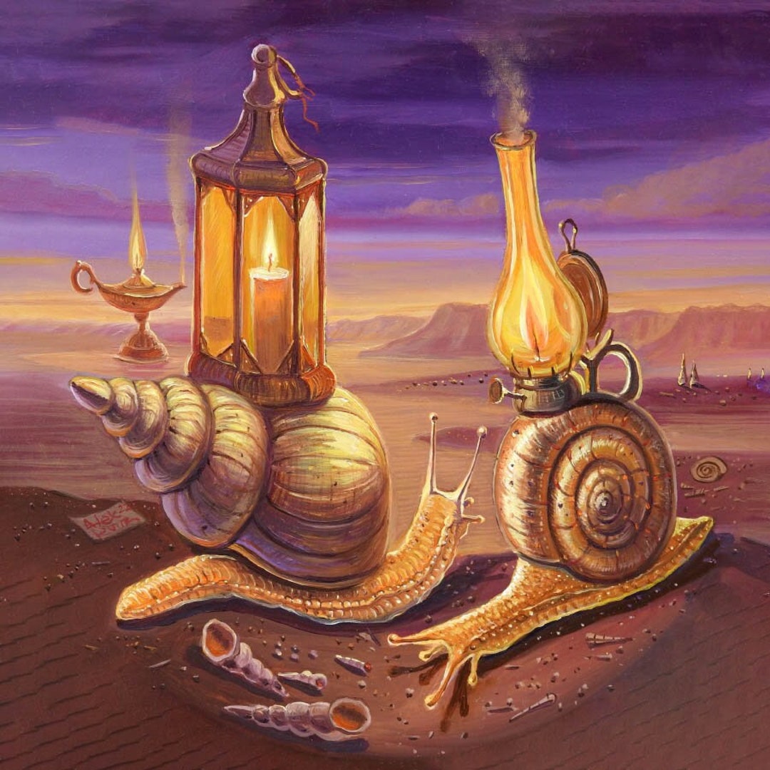 Surreal Snails Print - Abstract Wall Art on Canvas or Metal - Etsy
