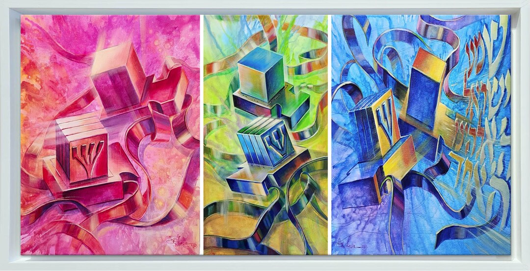 Tefillins Triptych – Sacred Bindings Original Painting Abstract ...