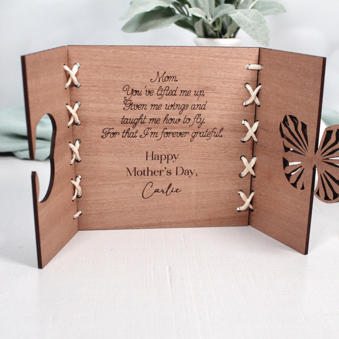 Mother's Day Gift Card, Personalized Card for Mom, Wooden Mother's Day ...