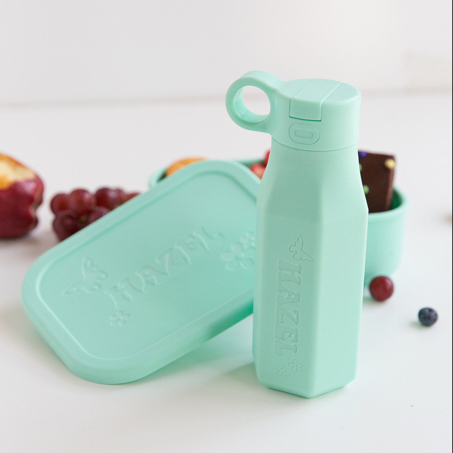 Custom Engraved Silicone Lunch Box & Bottle Set for Kids, School Meal ...