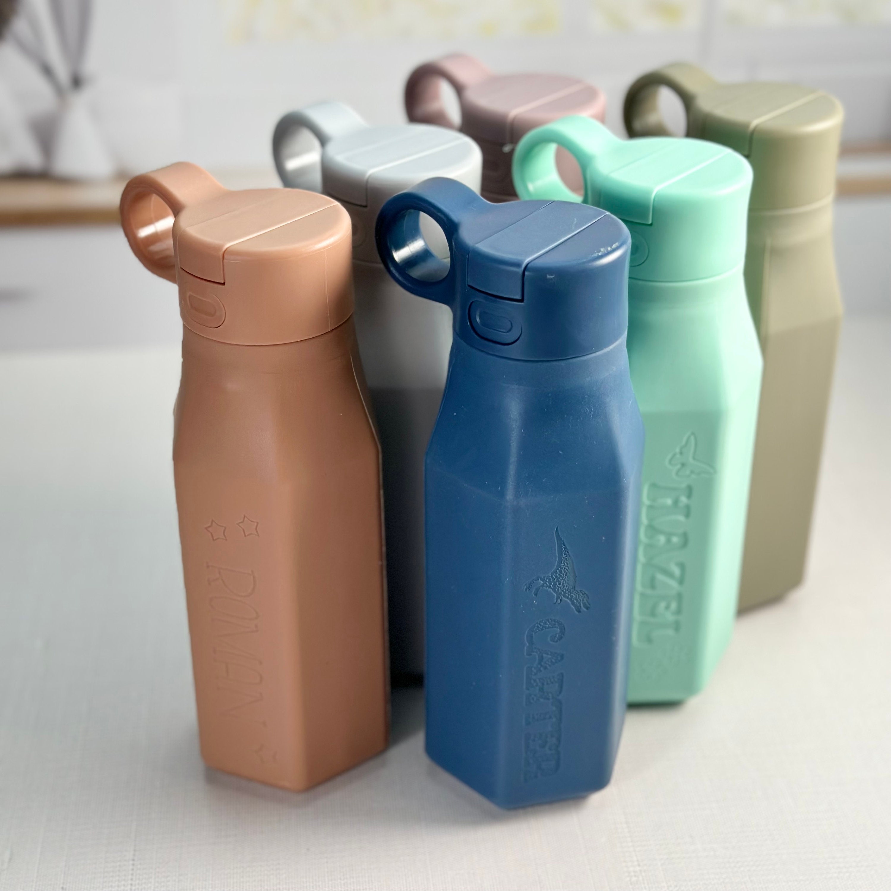 Custom Engraved Silicone Lunch Box & Bottle Set for Kids, School Meal ...