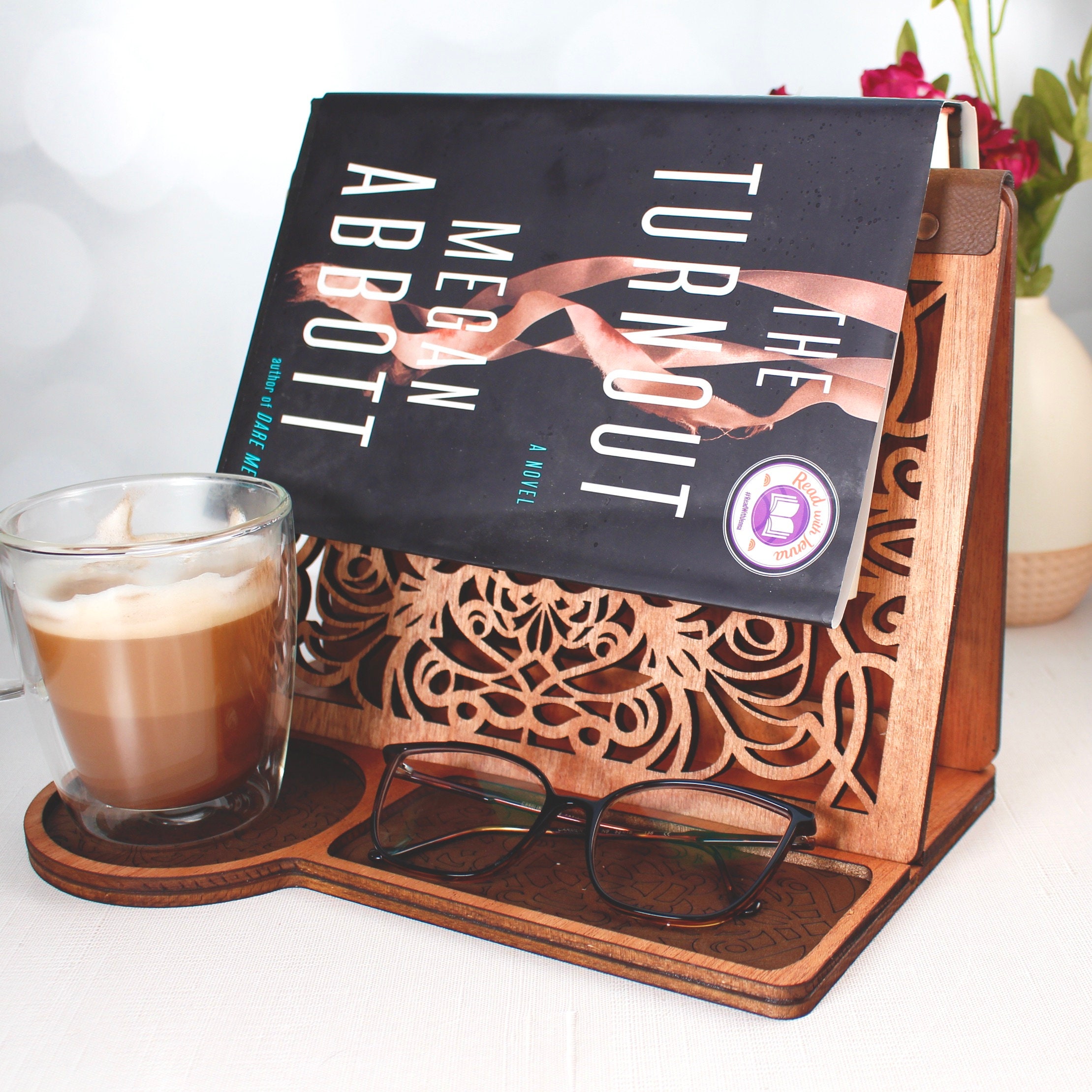 Book Nook, Wood Nightstand Book Page Saver, Wooden Book Valet Tray ...