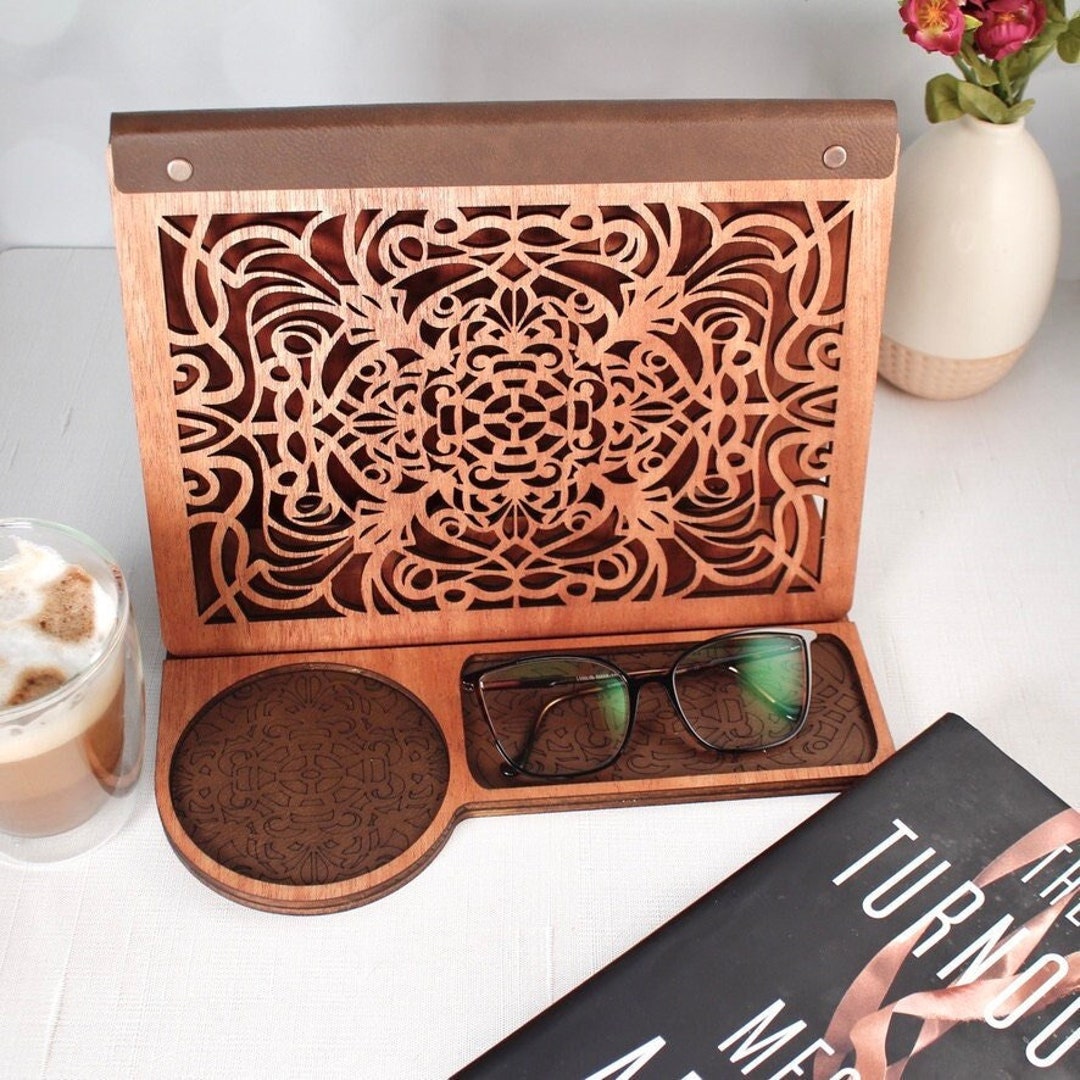 Mahogany Wood Book Page Holder for Nightstand, Gift for Avid Book ...