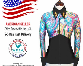 NEW Western Equestrian Horse Riding Show Wear Shirt Blouse Jacket Rodeo ...