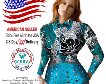 NEW Western Formal Equestrian Riding Show Wear Dress Shirt Blouse ...