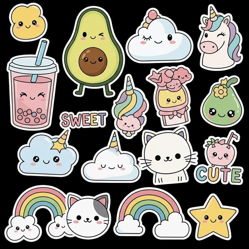 Kawaii Sticker Pack | Cute Anime Chibi Stickers | Aesthetic Cartoon ...