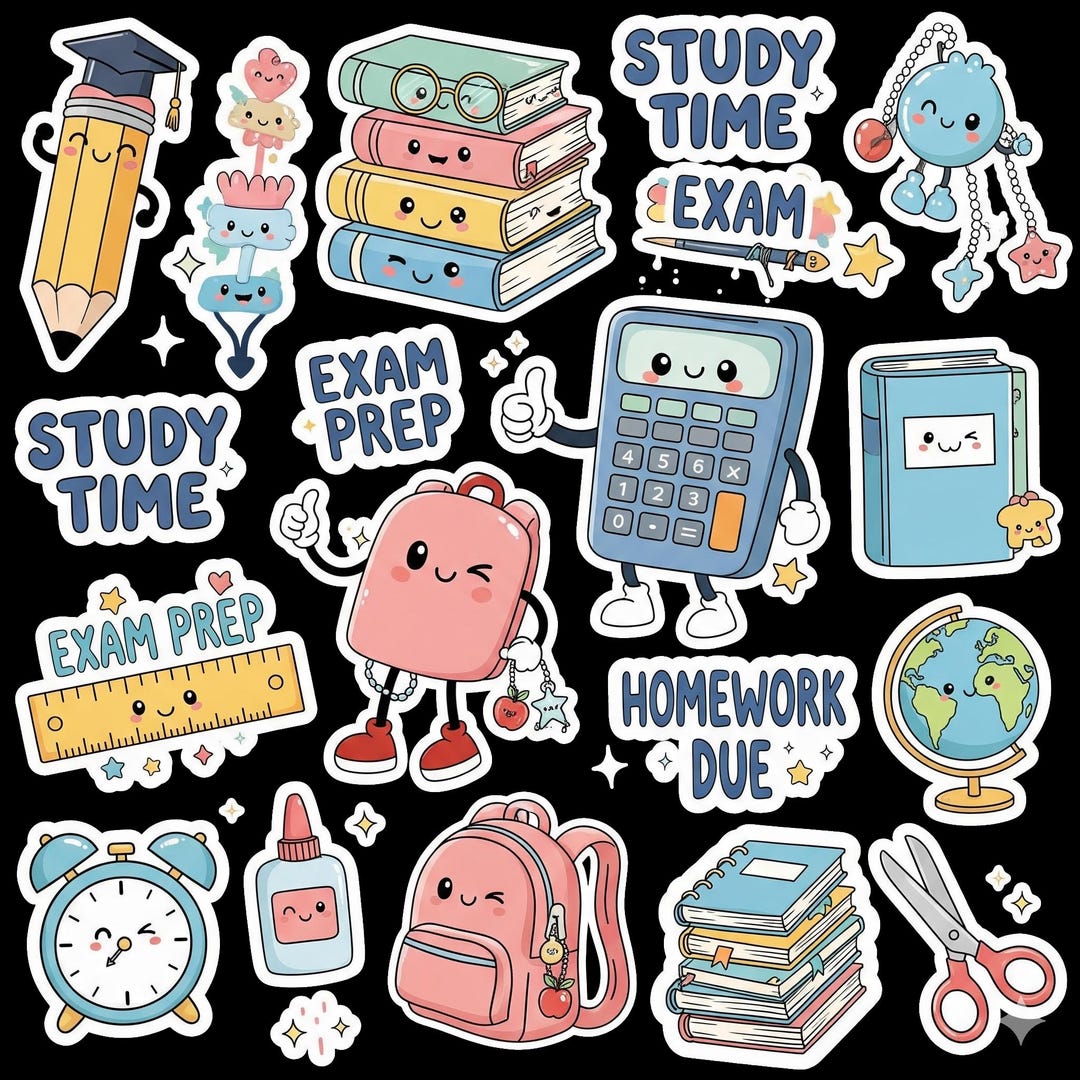 Cute School Stickers Pack – Planner Stickers, Notebook Decals ...