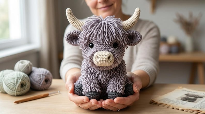 Highland Cow Crochet Pattern, Amigurumi Plush Toy, Scottish Farm Animal ...