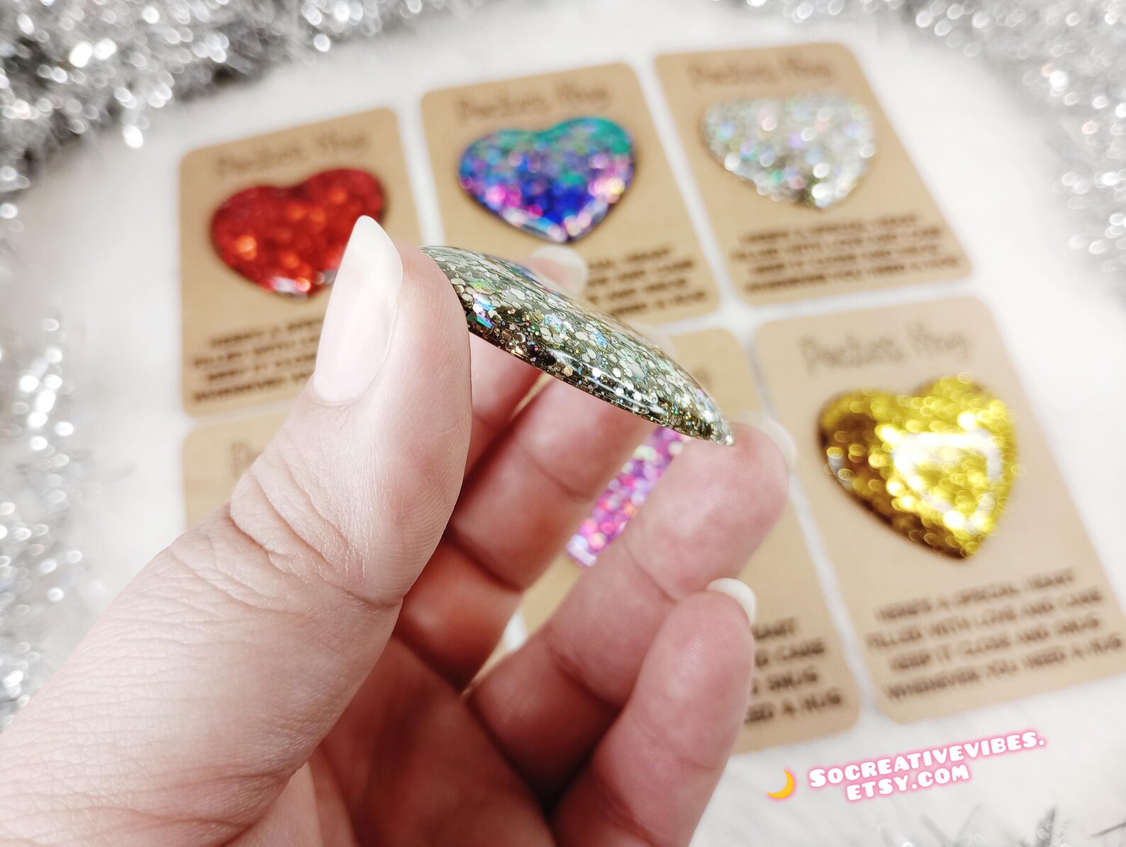 Pocket Hug Glitter Heart, Keepsake Gifts, Thinking of You, Pocket Hug ...