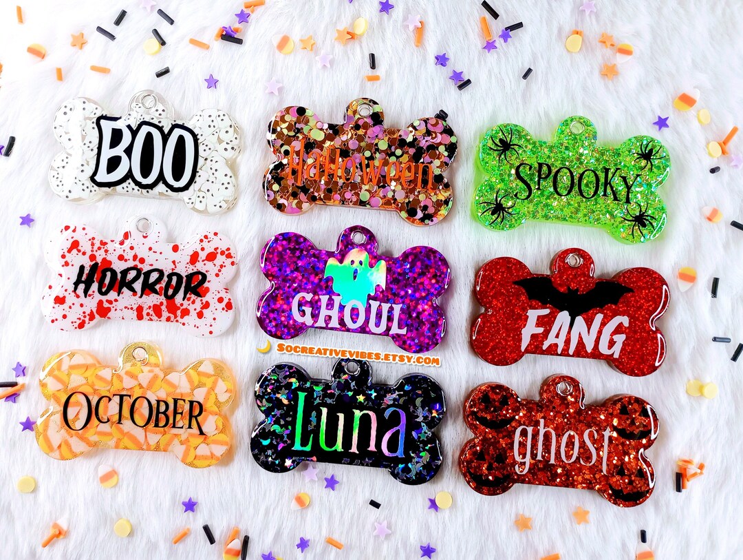 Halloween Pet Tags, Fall Pet Tags, Resin Dog Tags, Custom Dog Tags ...