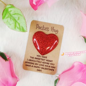Valentine's Day Pocket Hug Glitter Heart, Keepsake Gifts, Thinking of ...