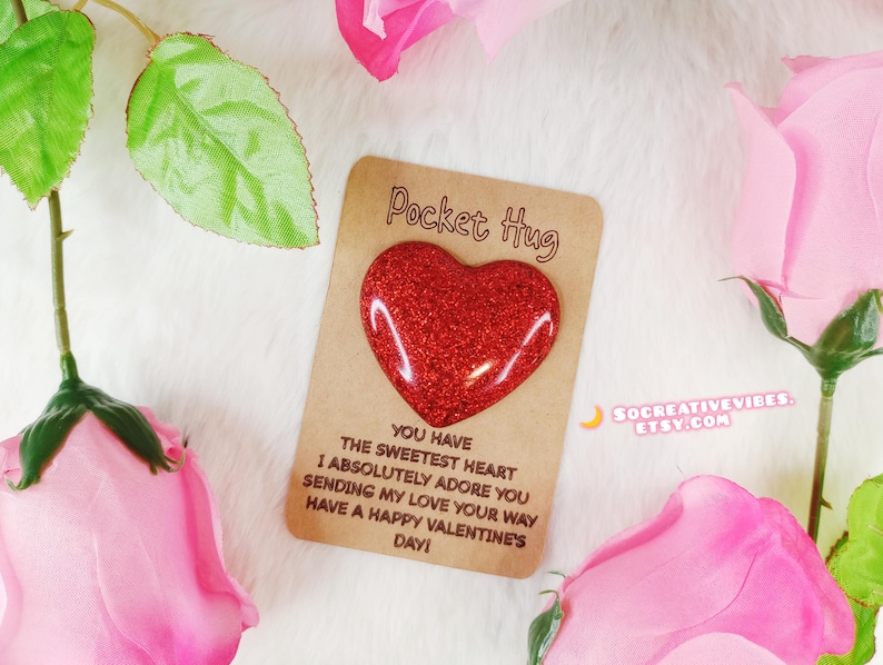 Valentine's Day Pocket Hug Glitter Heart, Keepsake Gifts, Thinking of ...