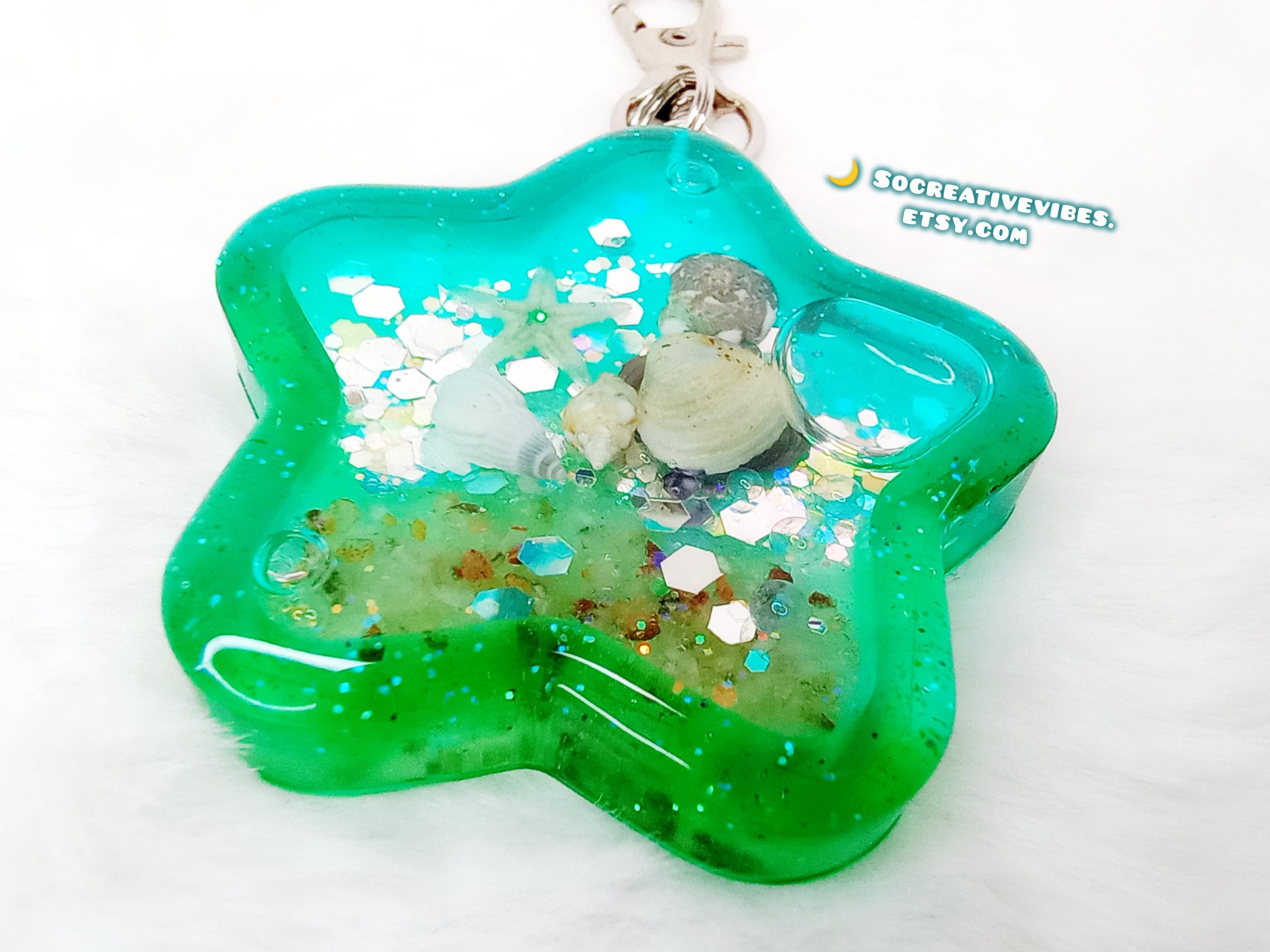Beach Theme Resin Keychain, Glitter Shakers, Star Keychain, Fidget Toys ...