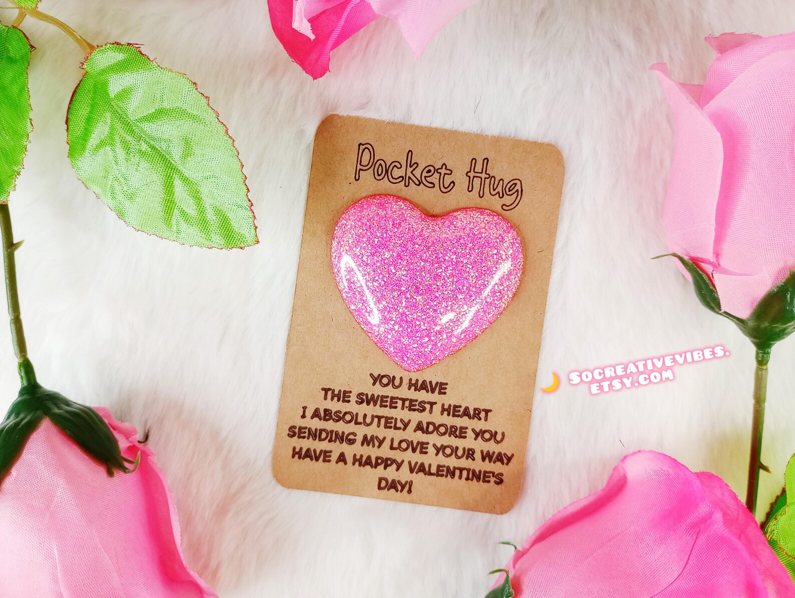 Valentine's Day Pocket Hug Glitter Heart, Keepsake Gifts, Thinking of ...