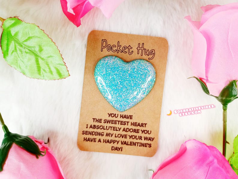 Valentine's Day Pocket Hug Glitter Heart, Keepsake Gifts, Thinking of ...
