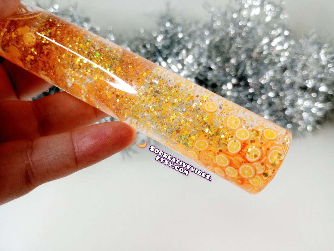 Orange Glitter Sensory Bottle, Calming Bottles, Anxiety Relief, Stress ...